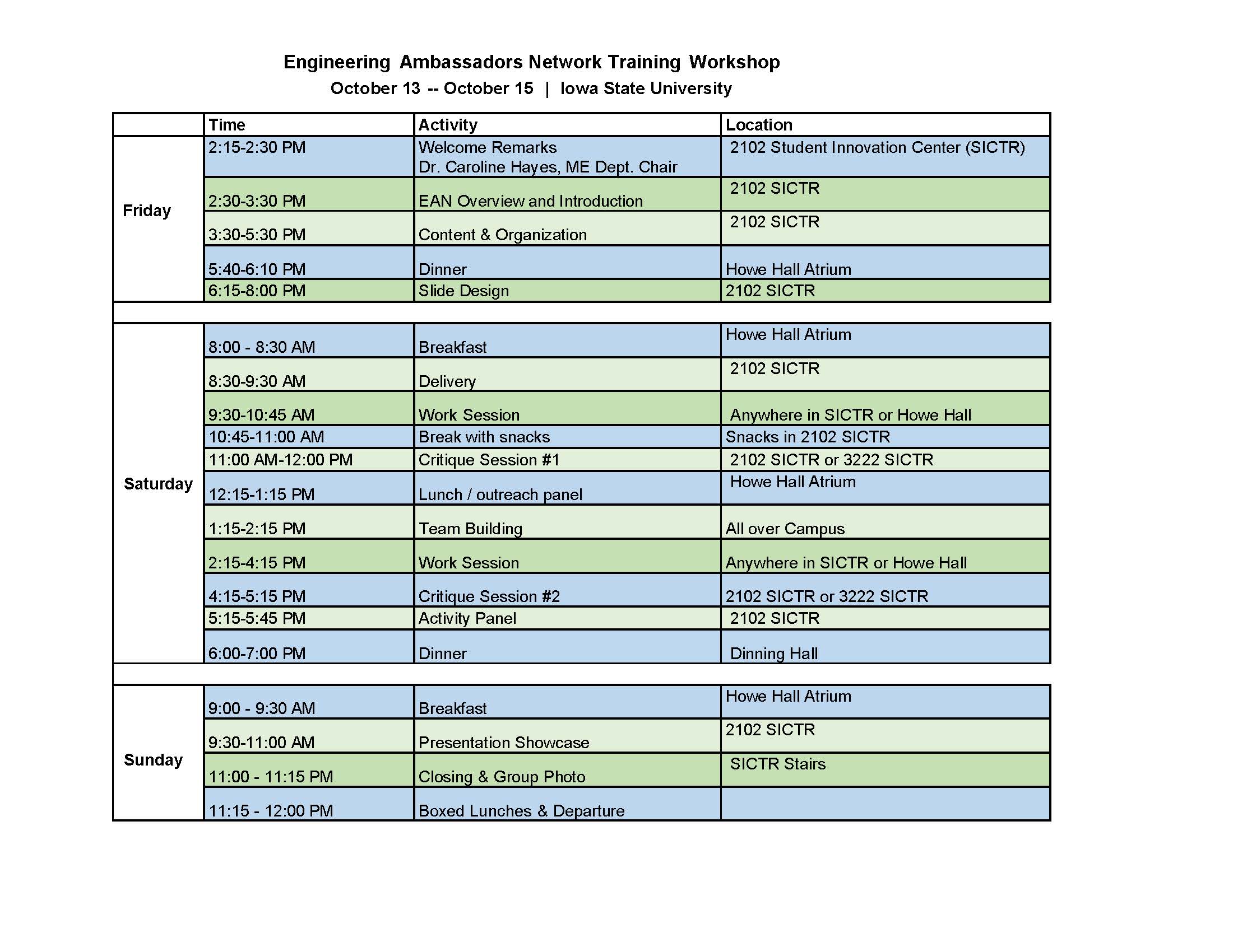Midwest Workshop – Iowa State October 13-15 – Engineering Ambassadors ...